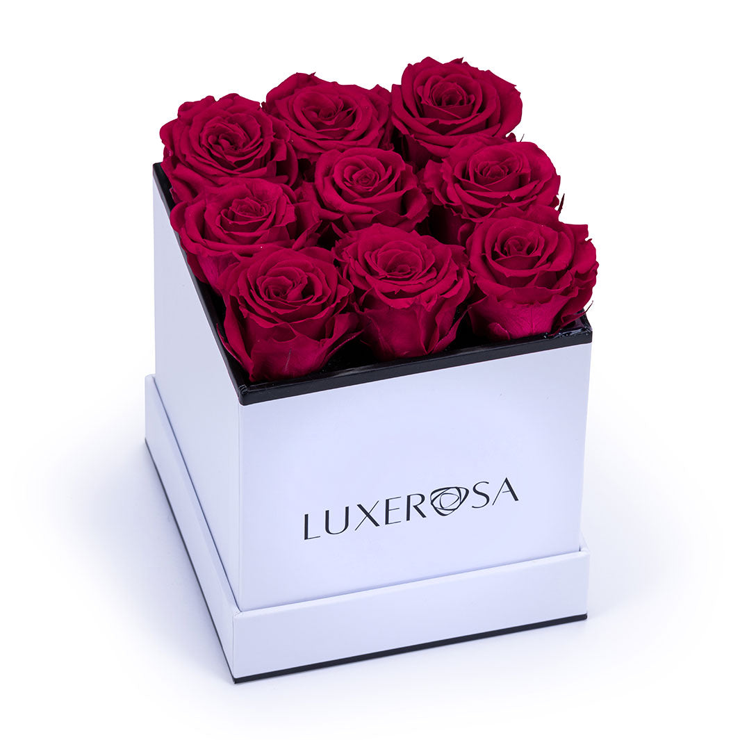 White, Small Square Petite Forever Rose Box - LUXEROSA